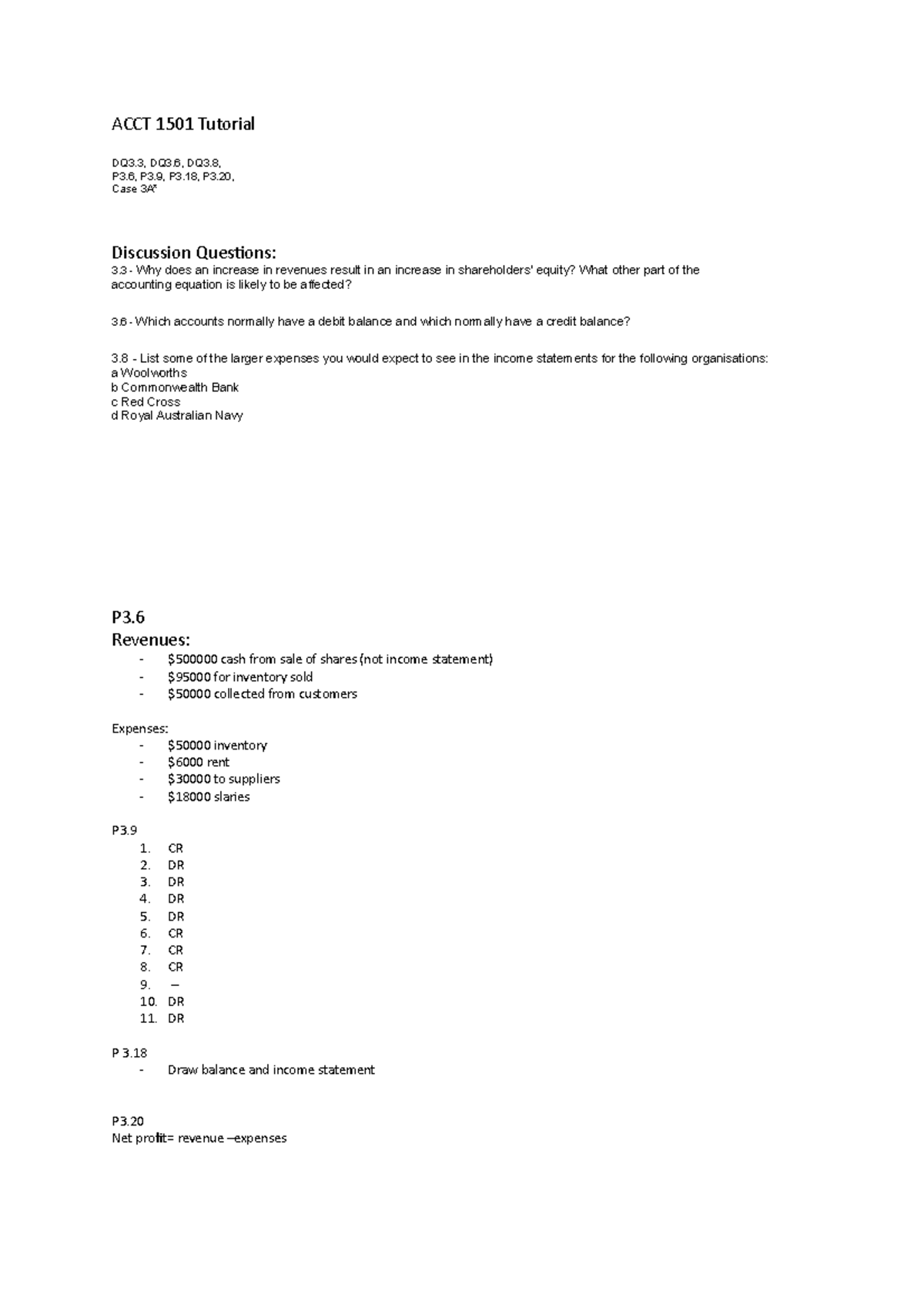 Backup of ACCT 1501 Tutorial Q's (Autosaved) - ACCT1501 - UNSW Sydney ...