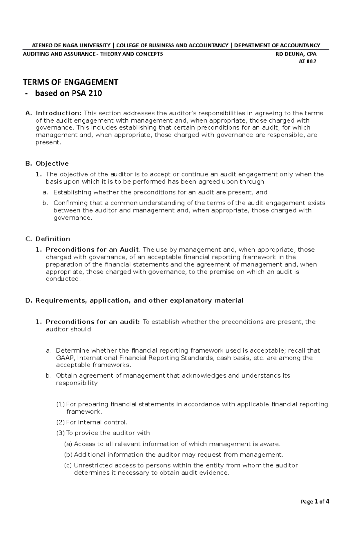 AUT - 002 - Terms of Engagement - ATENEO DE NAGA UNIVERSITY | COLLEGE ...