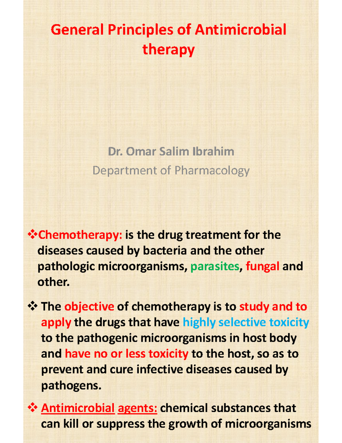 General Principles of Antimicrobial therapy - General Principles of ...
