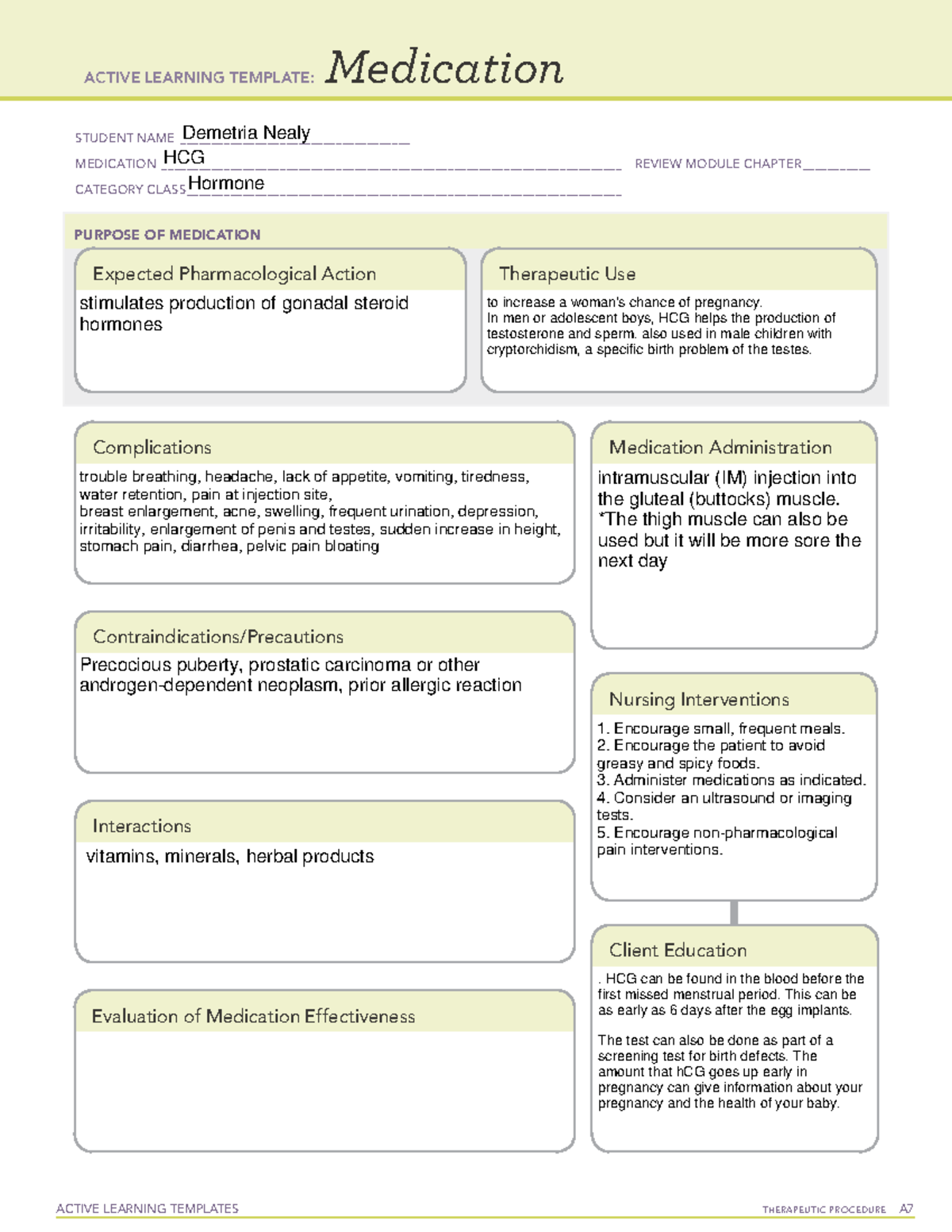 Med Card HCG - no details to share - ACTIVE LEARNING TEMPLATES ...