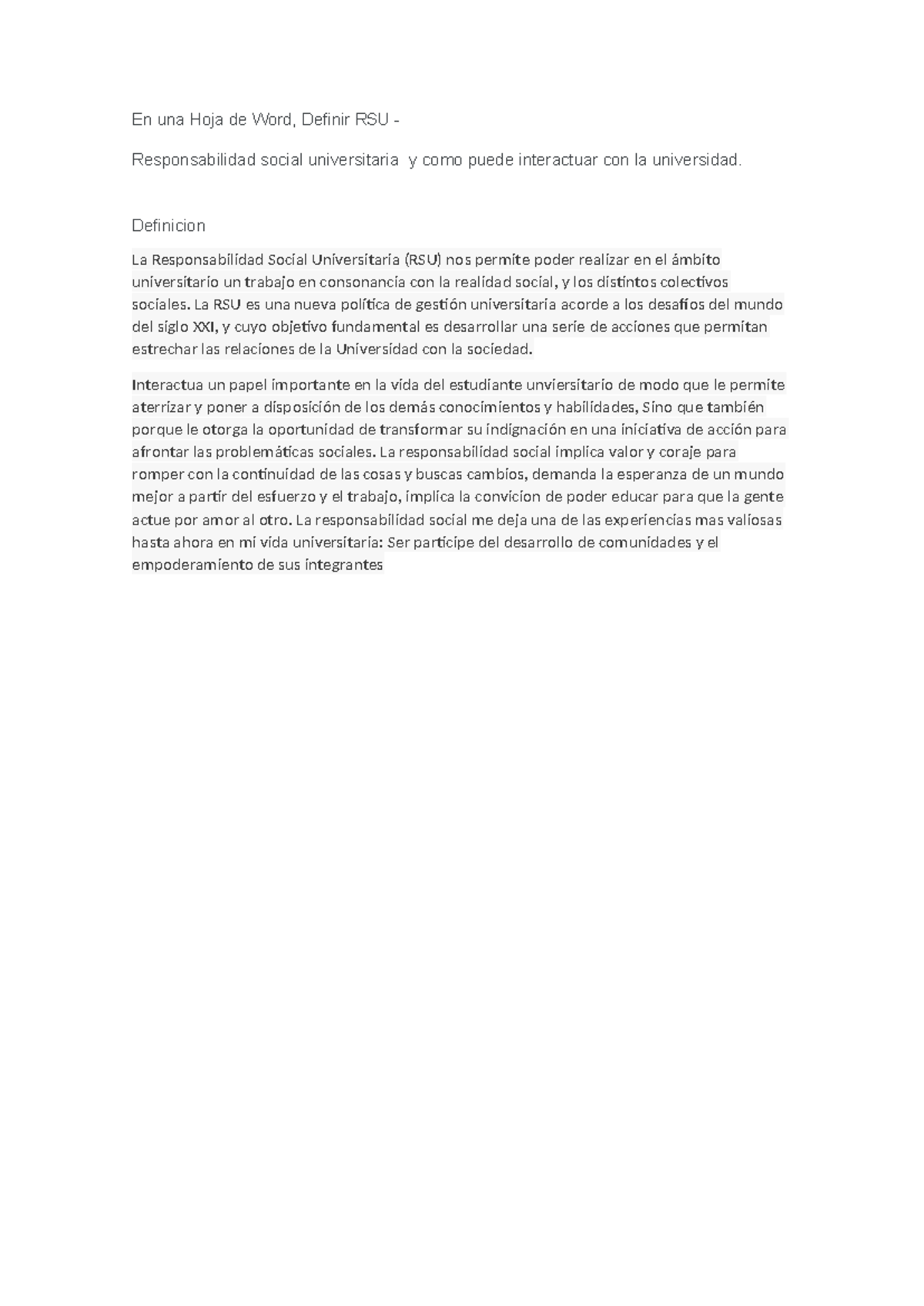 Tarea 01 IG sistemas - dawdawd - En una Hoja de Word, Definir RSU ...