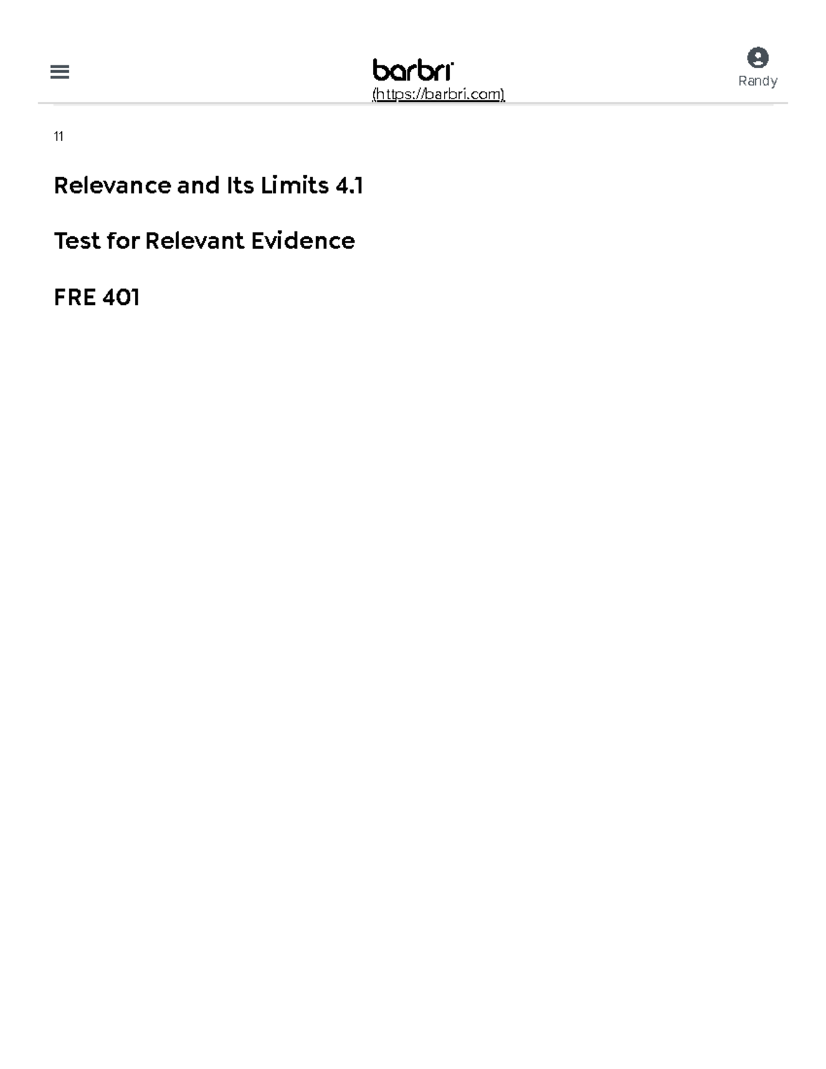 Study Aids Collection Test for Relevant Evidence - (barbri) Randy 11 ...
