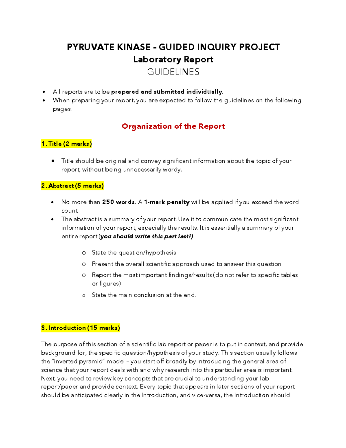 PK Project - Lab Report Guidelines - PYRUVATE KINASE – GUIDED INQUIRY ...