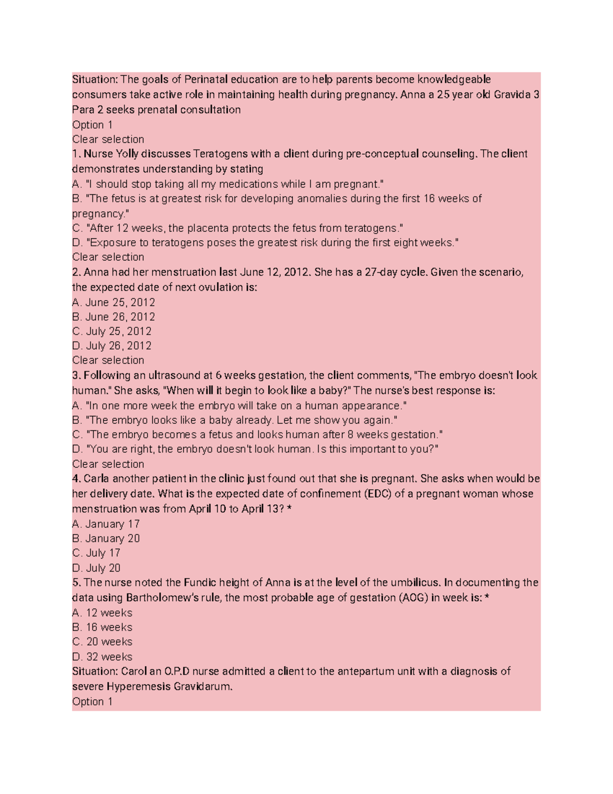 Maternal May 11 - Nursing notes - Situation: The goals of Perinatal ...