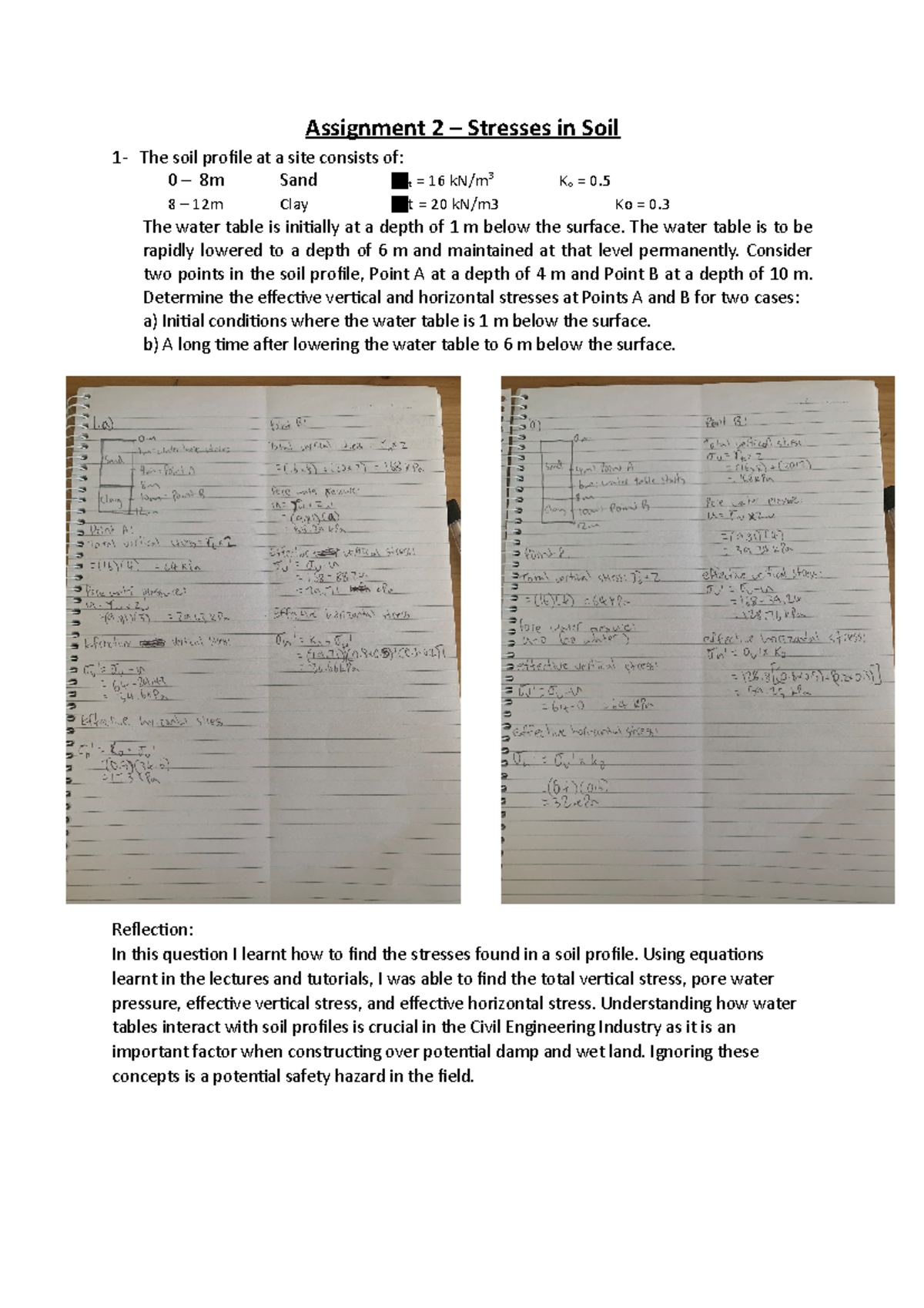 Soil Mechanics Assignment 2 - Assignment 2 – Stresses in Soil 1- The ...