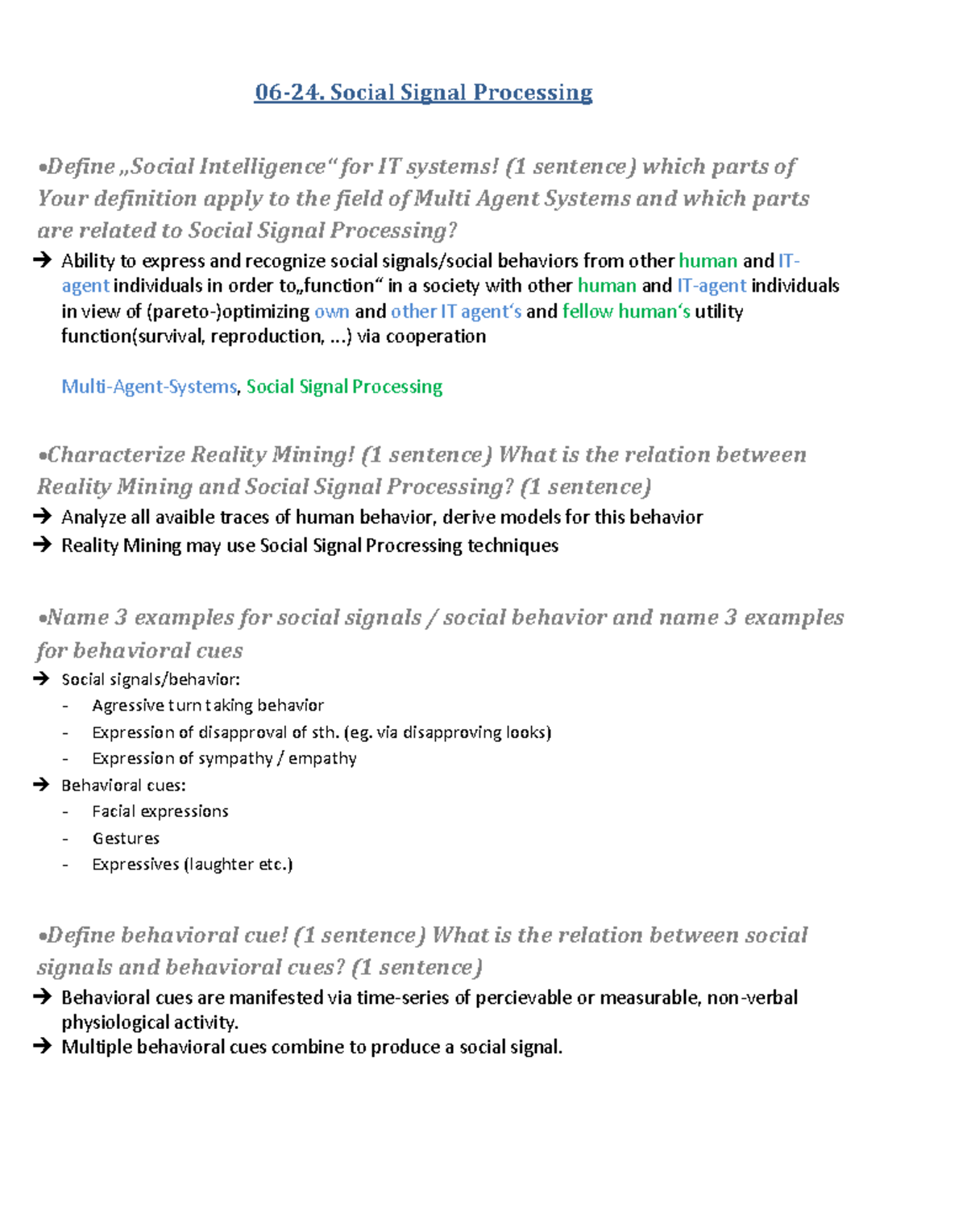 Social Signal Processing - 06 -24. Social Signal Processing •Define „Social Intelligence“ for IT ...