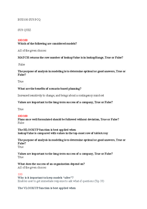 BUS100 Pre Course Quiz (3) - BUS100 - SUSS - Studocu