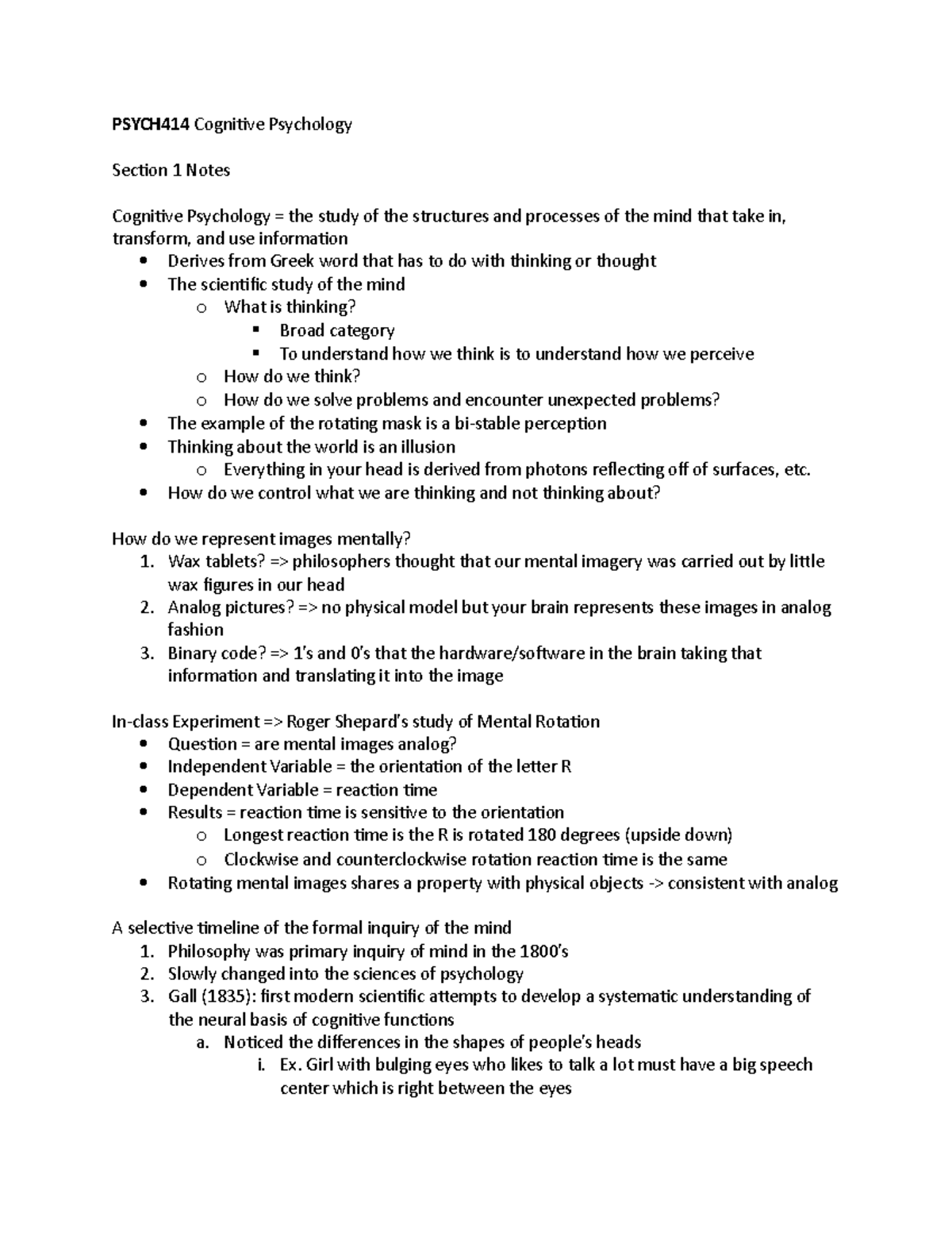 Cognitive Psychology Section 1 Notes - Studocu