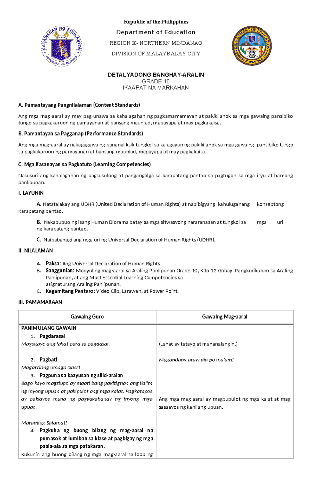 Detailed Lesson PLAN for Demo Teaching Final - Republic of the ...