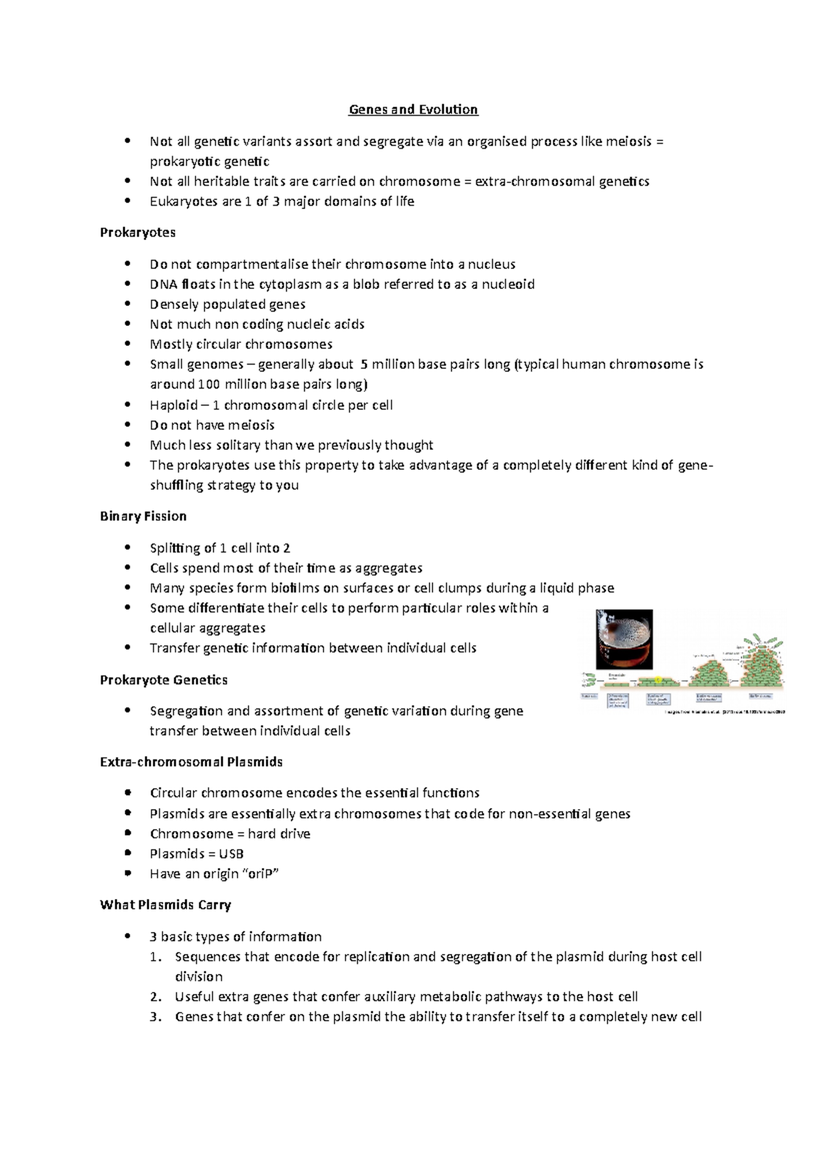 Genes and Evolution - Lecture notes 1 - Genes and Evolution Not all ...