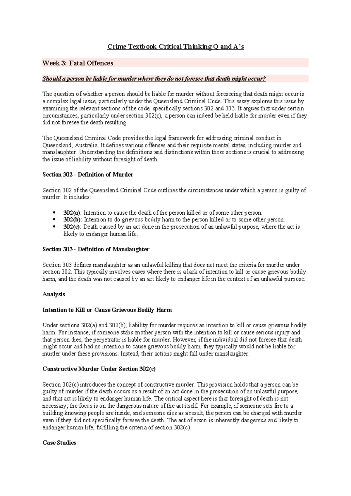 Crime Textbook Critical Thinking Q and A - Crime Textbook Critical ...