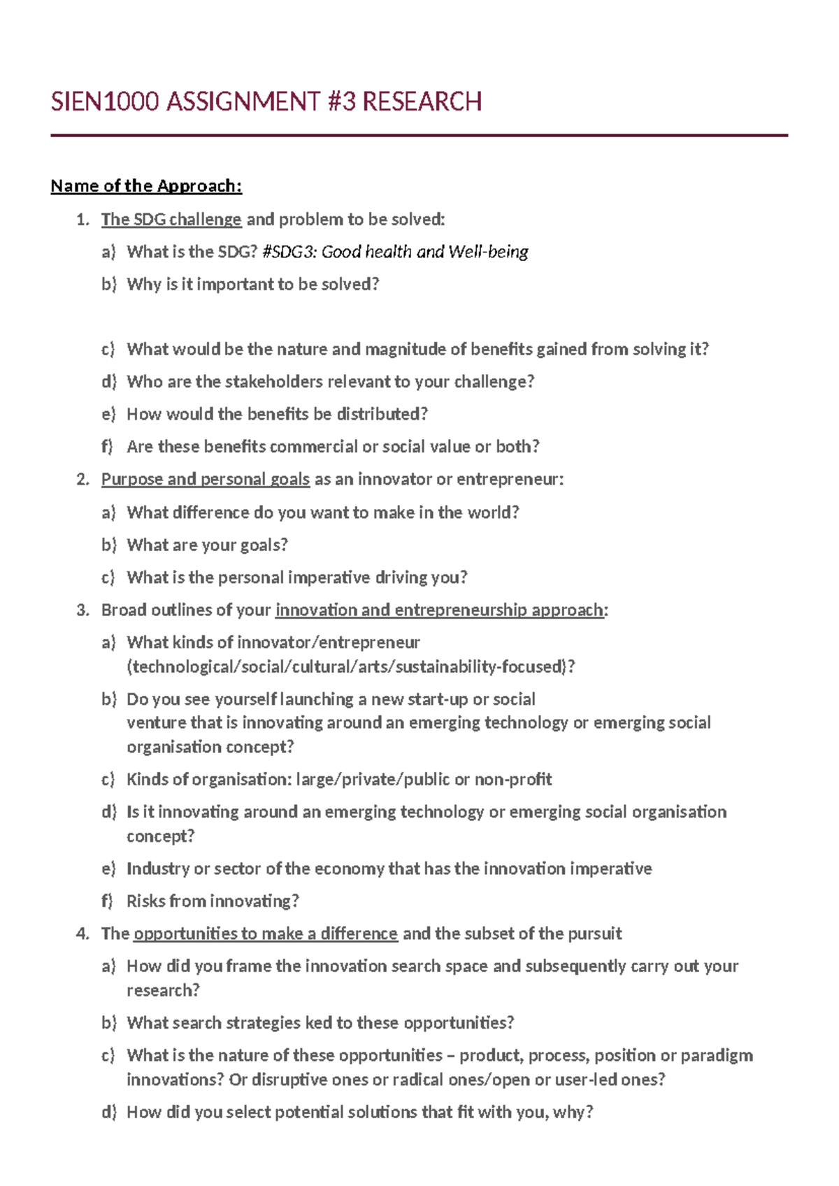 SIEN1000 Assignment #3 - SIEN1000 ASSIGNMENT #3 RESEARCH Name of the ...