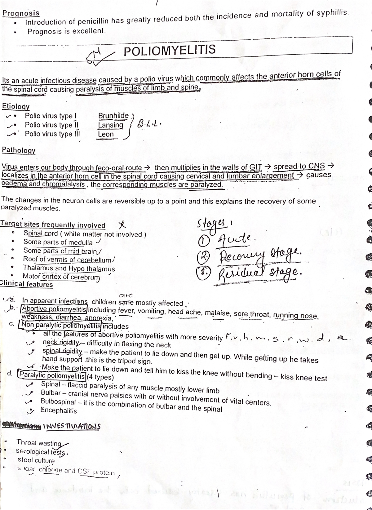 Poliomyelitis definition Etiology pathology clinical features ...