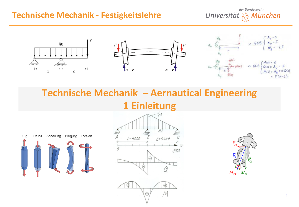 Festigkeitslehre 1 Einleitung 2022 - Technische Mechanik - Festigkeitslehre Technische Mechanik ...