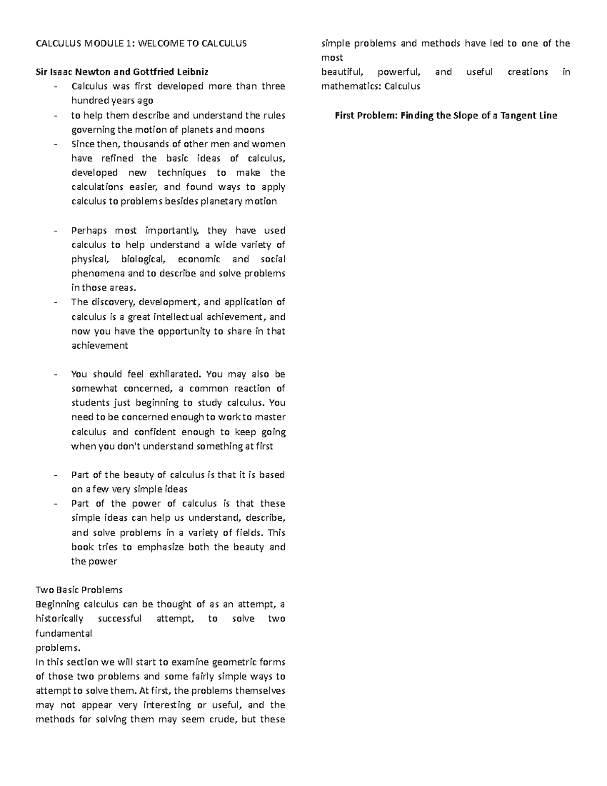 Calculus Prelim reviewer - CALCULUS MODULE 1: WELCOME TO CALCULUS Sir ...