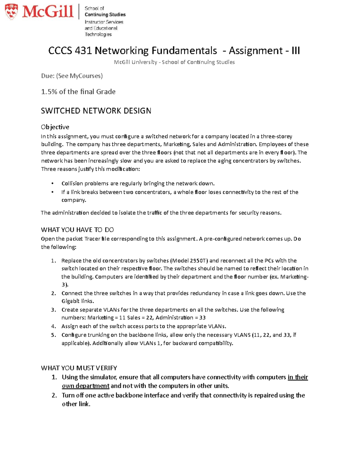 Cccs431.2022f.a03.assignment.iii - CCCS 431 Networking Fundamentals ...