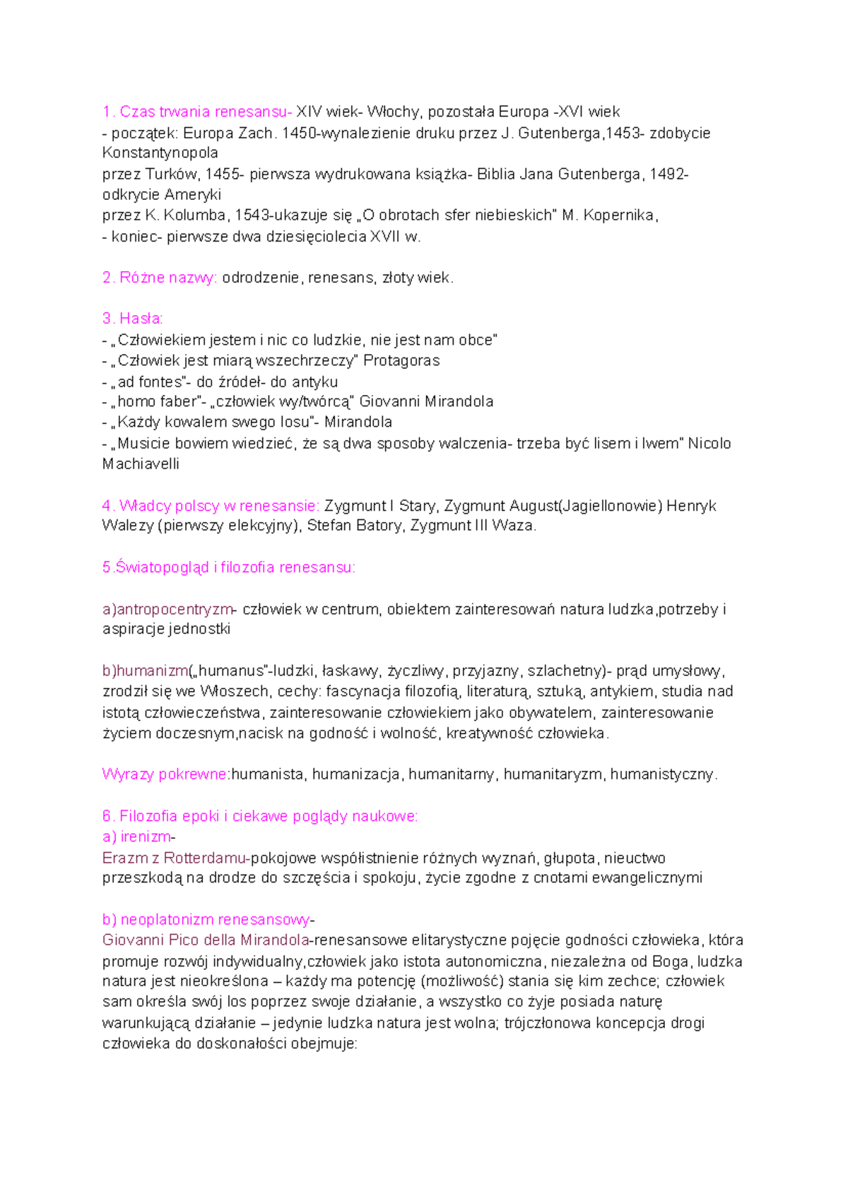 Renesans epoka opisy - Czas trwania renesansu- XIV wiek- Włochy ...