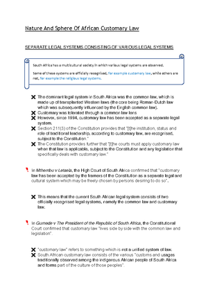 Indigenous Law Summarized notes- Unit 1 - IDL41BO - UJ - Studocu