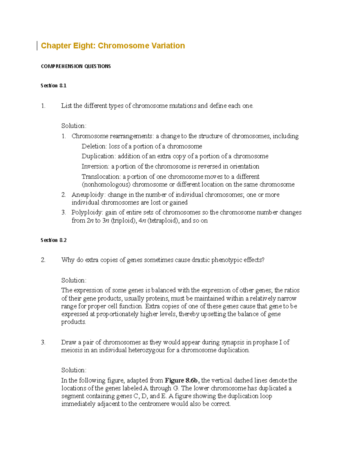 Pierce genetics 7e solutionsmanual ch08 - Chapter Eight: Chromosome ...