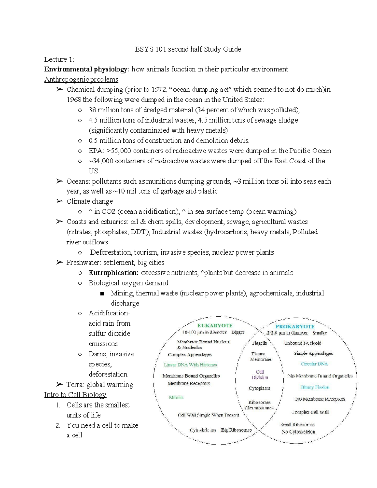 ESYS 101 second half Study Guide - ESYS 101 second half Study Guide ...