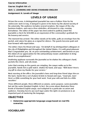 Types of standard English - Course Information Course: English IIIA v ...