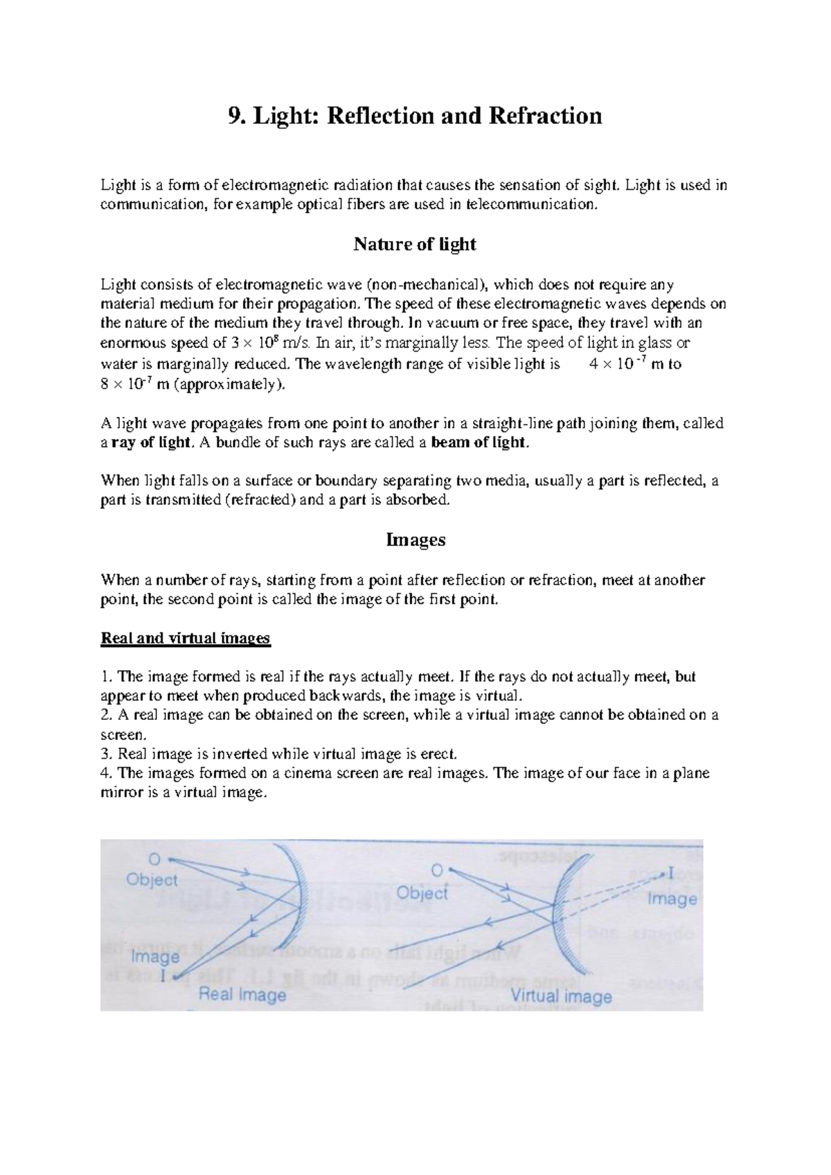 9. Light - Reflection and Refraction - Part 1 - 9. Light: Reflection and Refraction Light is a ...