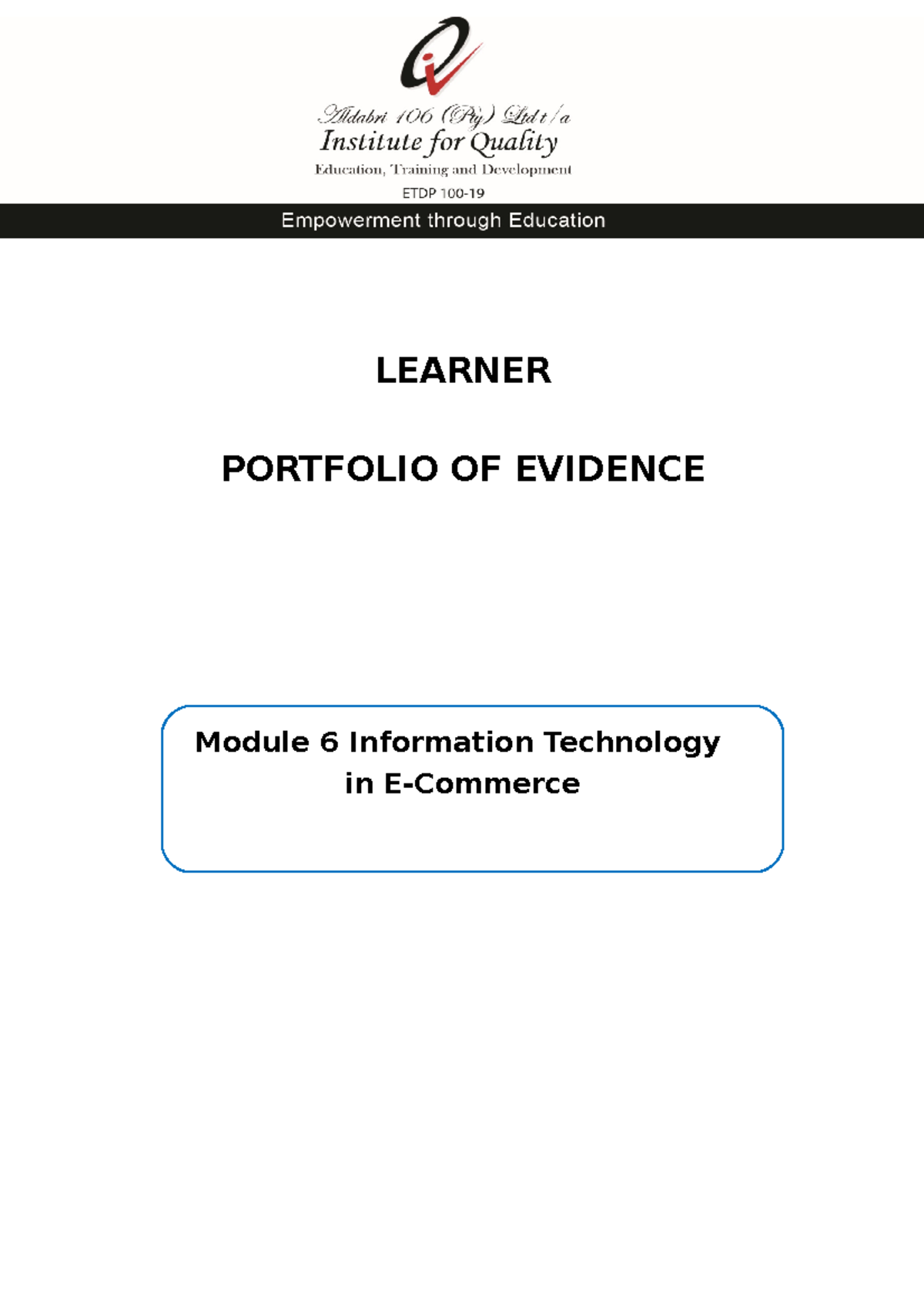 Module 6 POE Information Technology in E-Commerce Signed - LEARNER ...