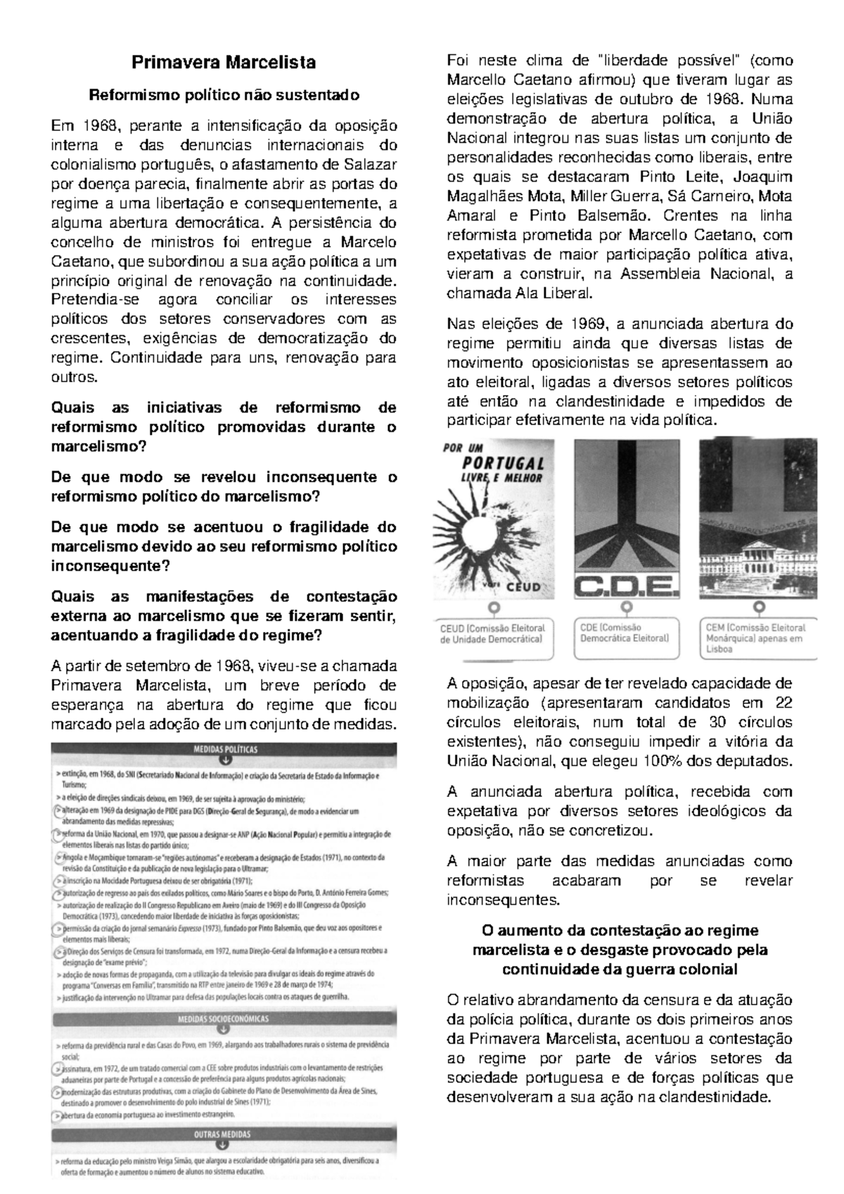 Primavera Marcelista - Primavera Marcelista Reformismo político não ...