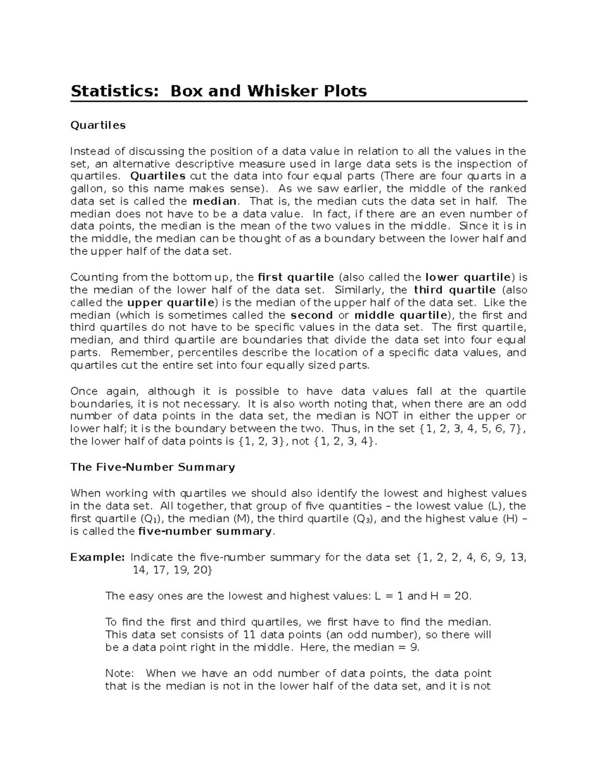 Boxplots - notes for exam 1 for math 123 in professor yates course ...