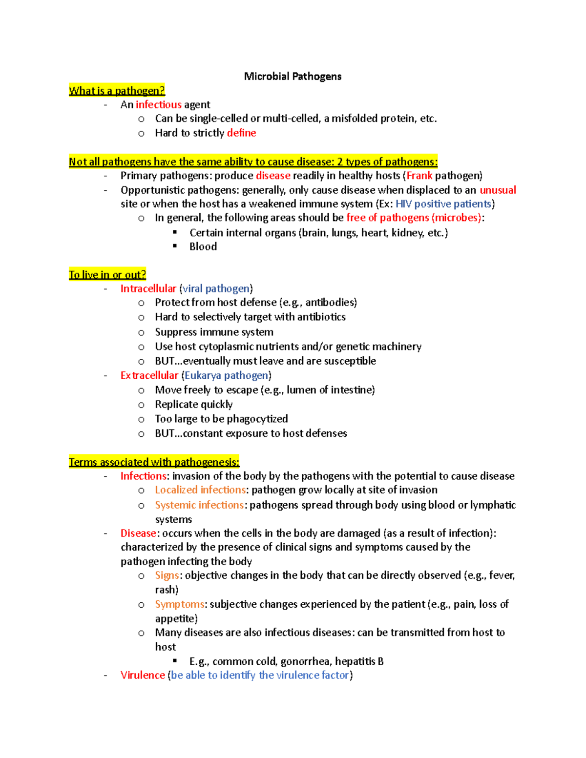 Study for Micro - Microbial Pathogens What is a pathogen? An infectious ...