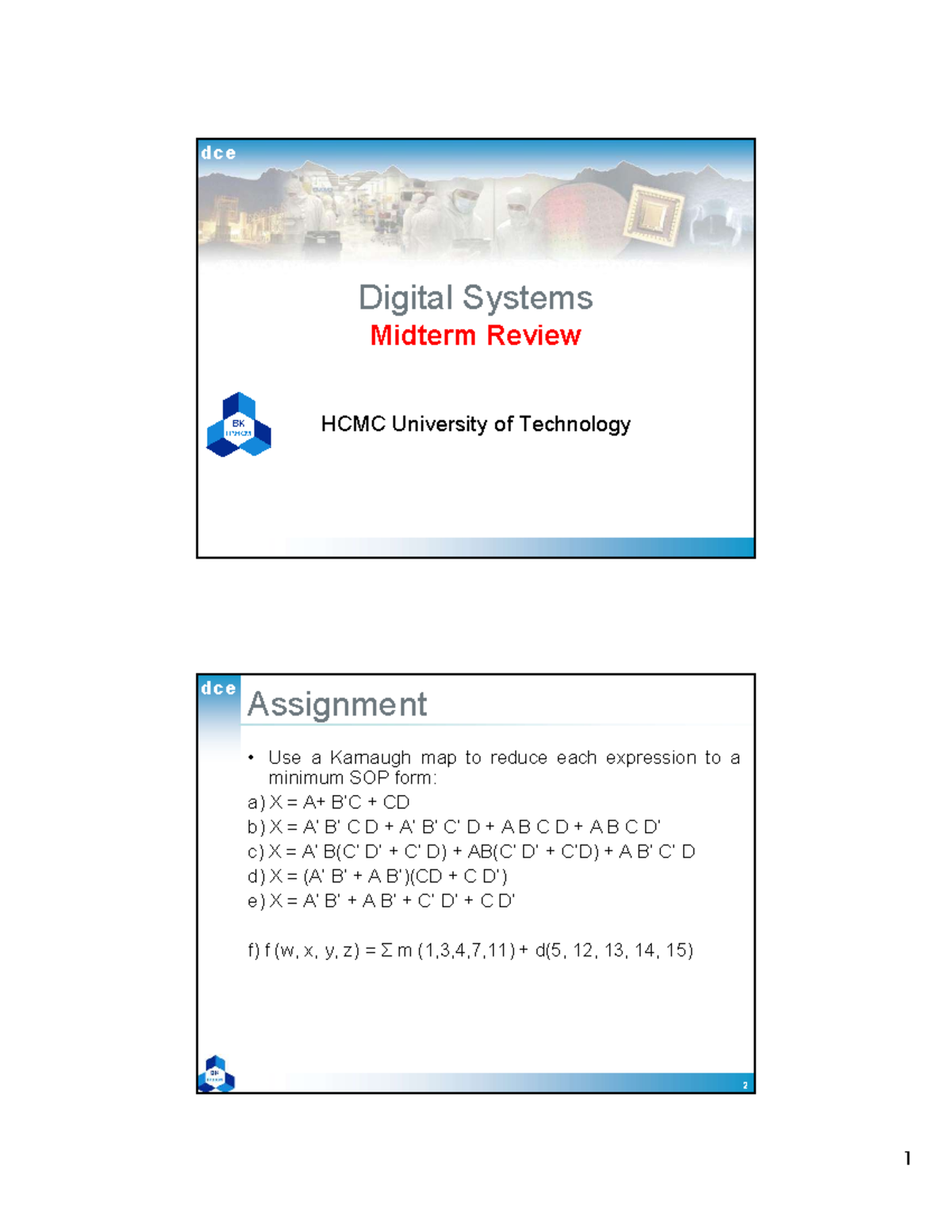 Review Midterm DS - BK TP Digital Systems Midterm Review HCMC University of Technology dce - Studocu