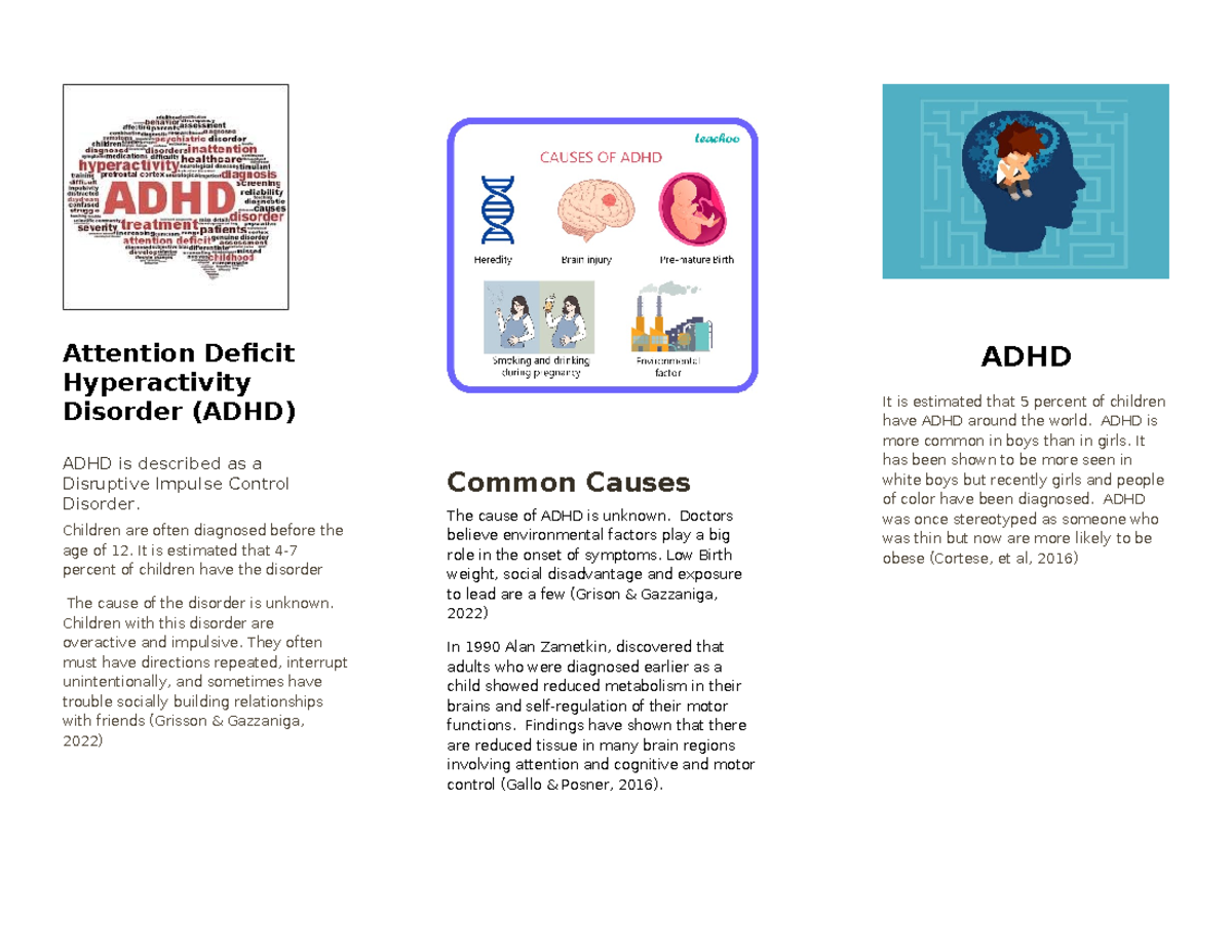 Topic 7 Brochure - Attention Deficit Hyperactivity Disorder (ADHD) ADHD ...