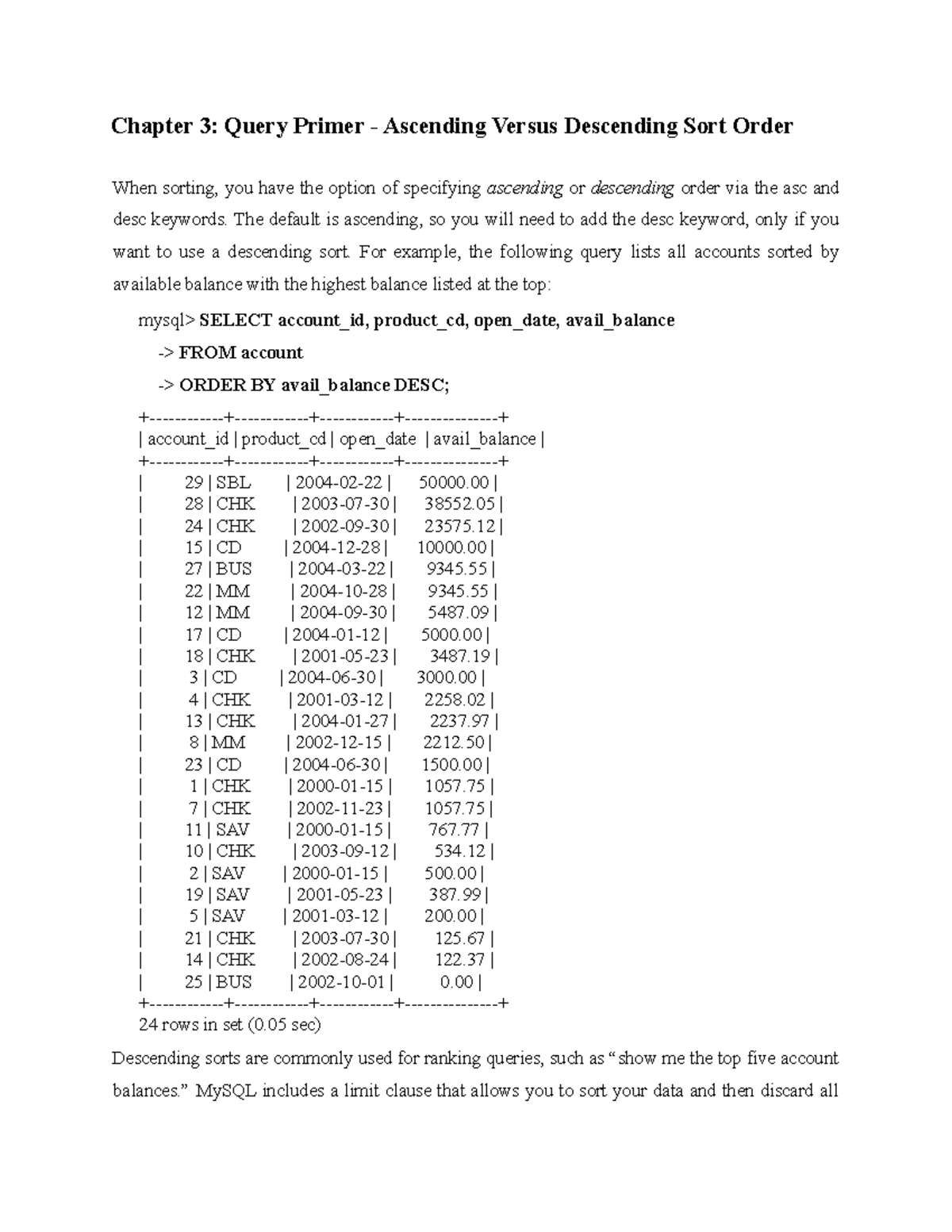 Chapter 3 Query Primer - Ascending Versus Descending Sort Order - The ...