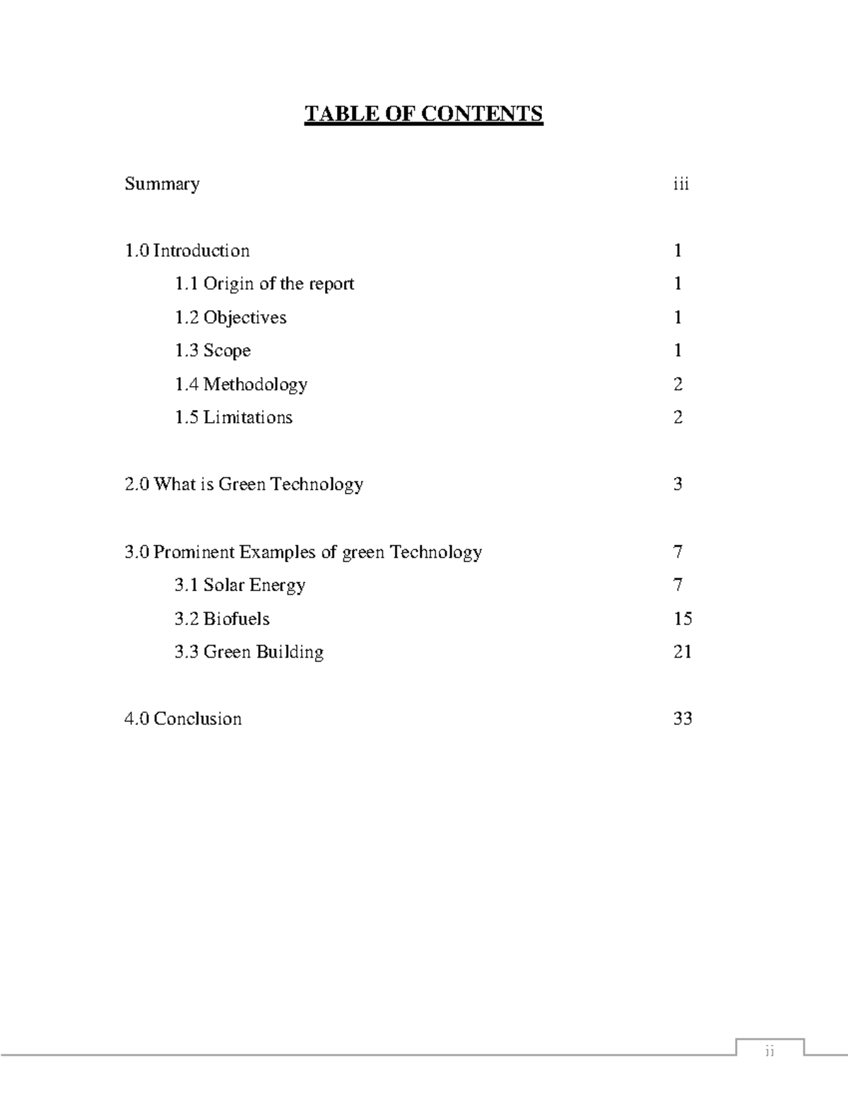 Green Technology Ii TABLE OF CONTENTS 1 Introduction Summary Iii 1 green-technology-ii-table-of-contents-1-introduction-summary-iii-1