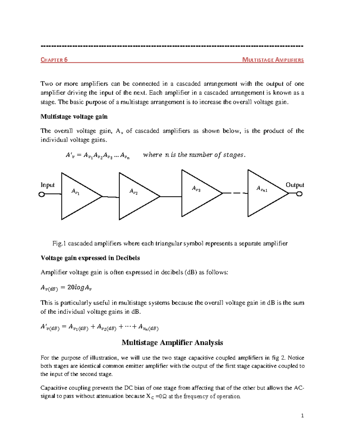 Chapter 6 Lecture Notes For Electronics Circuit Ii C Hapter 6 M Ultistage A Mplifiers Two Or