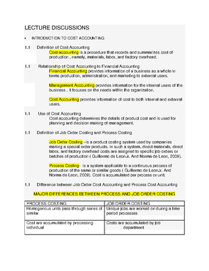 Chapter 1 Introduction to Cost Accounting and Cost Accounting Cycle ...