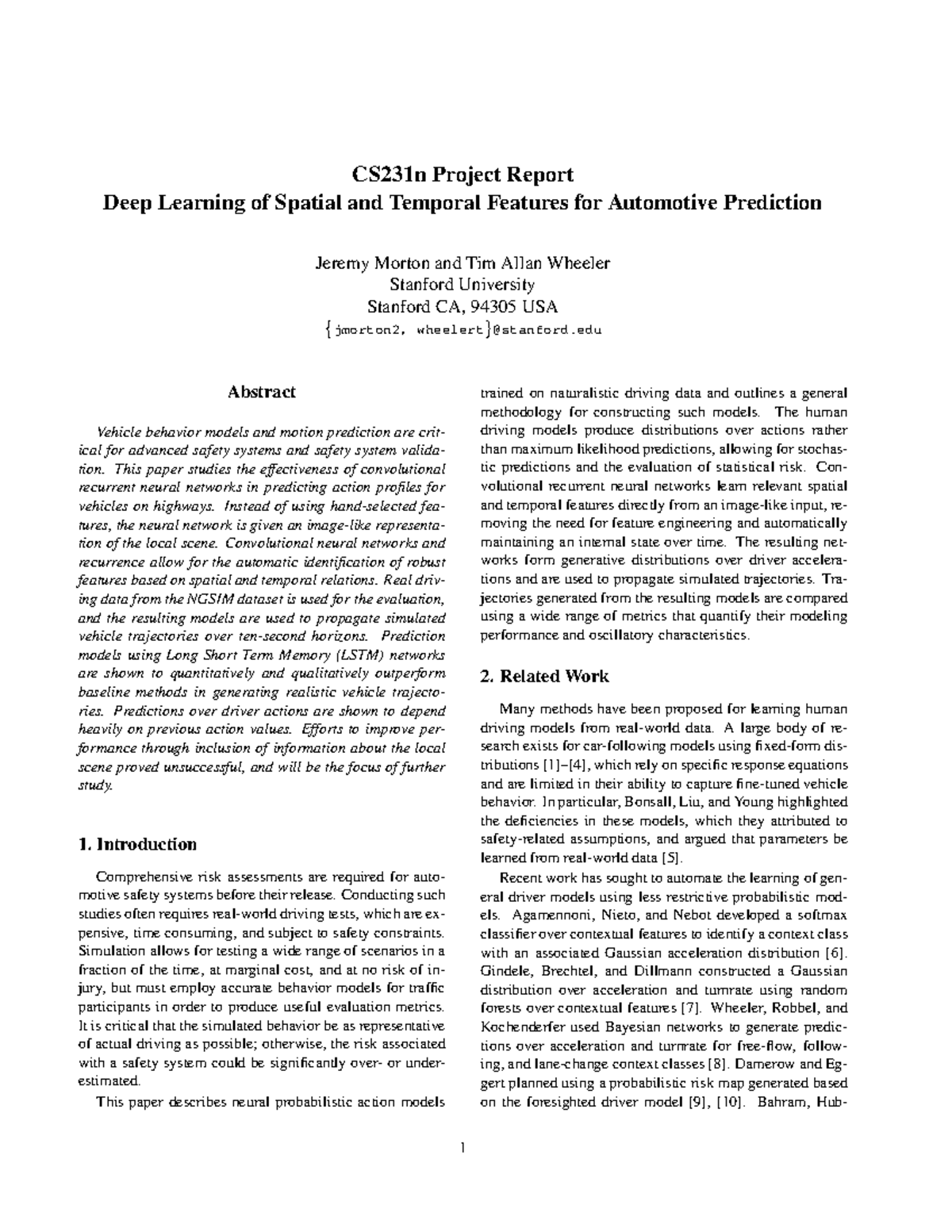 Deep learning of spatial and temporal features for automotive ...