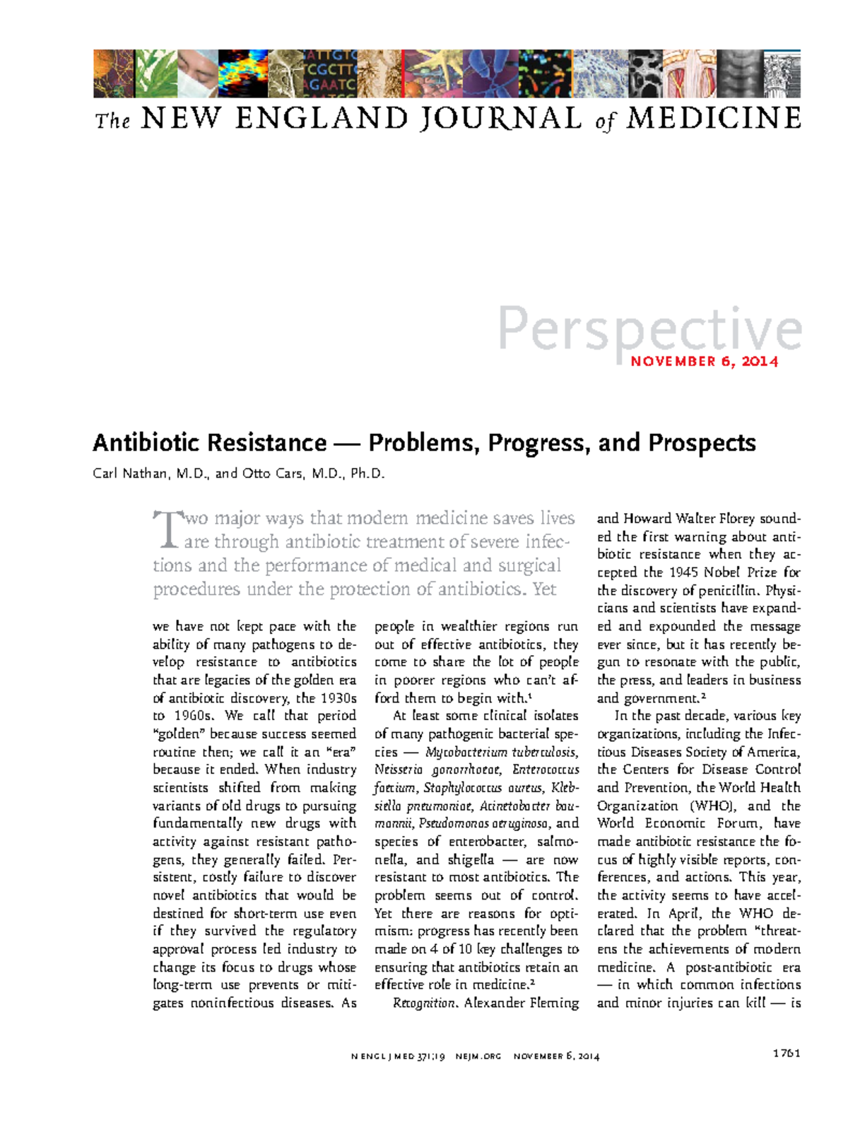 Antibiotic Resistance- Problems, Progress, and Prospects Article ...