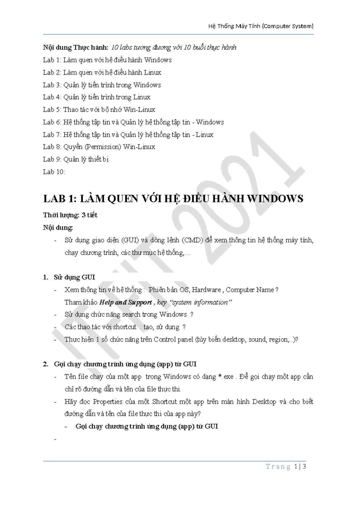 Lab1 lam quen voi hdh Windows - Hệ Thống Máy Tính (Computer System) Nội ...