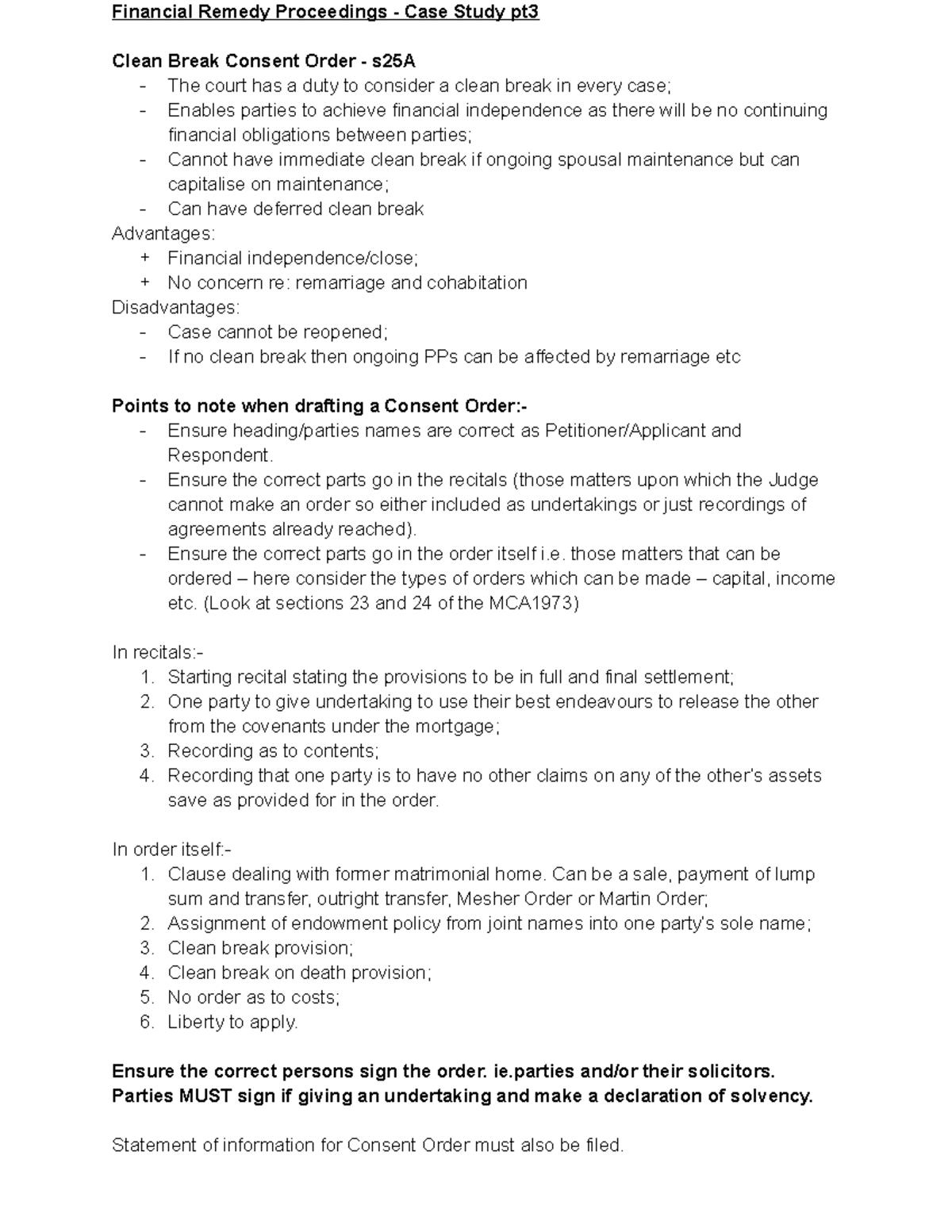 Financial Remedy Proceedings - CS3 - Ensure the correct parts go in the ...