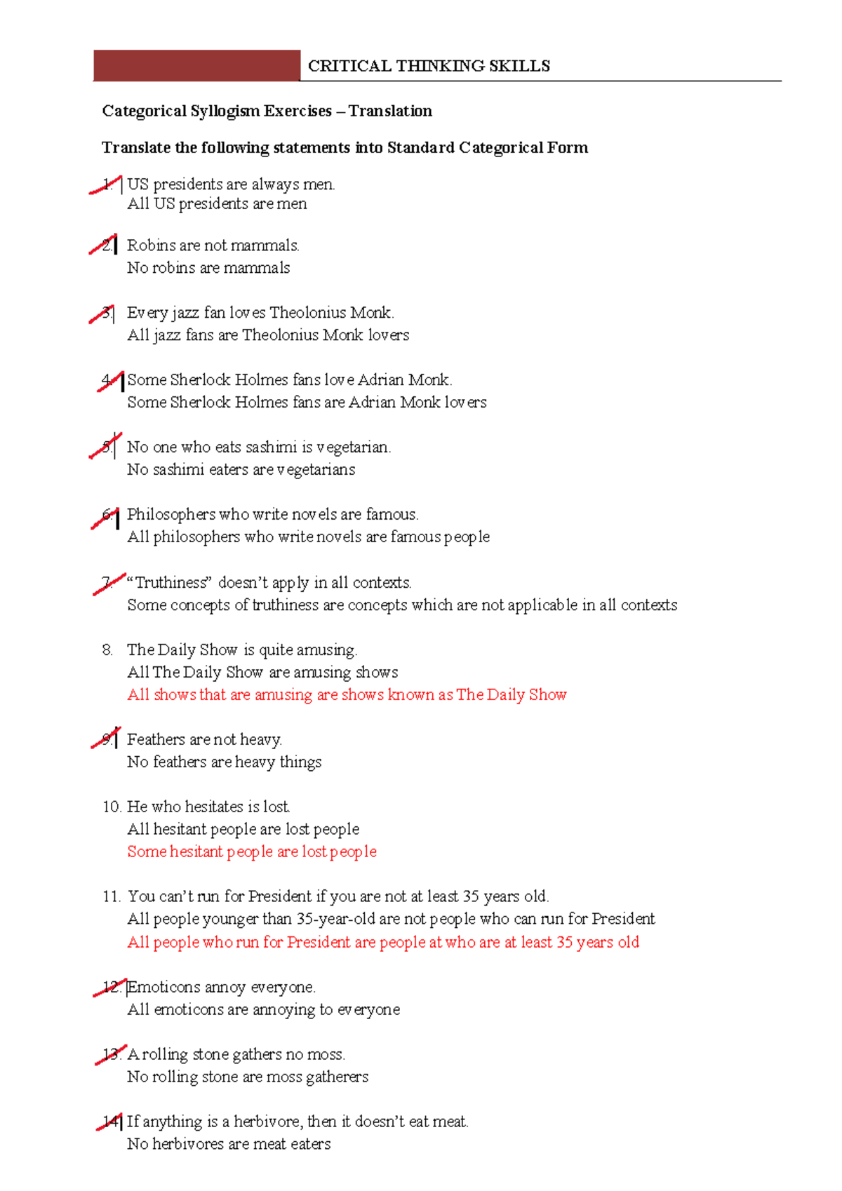 Fdcts 001 Categorical Syllogism Exercises Translation Jan 2020 ...