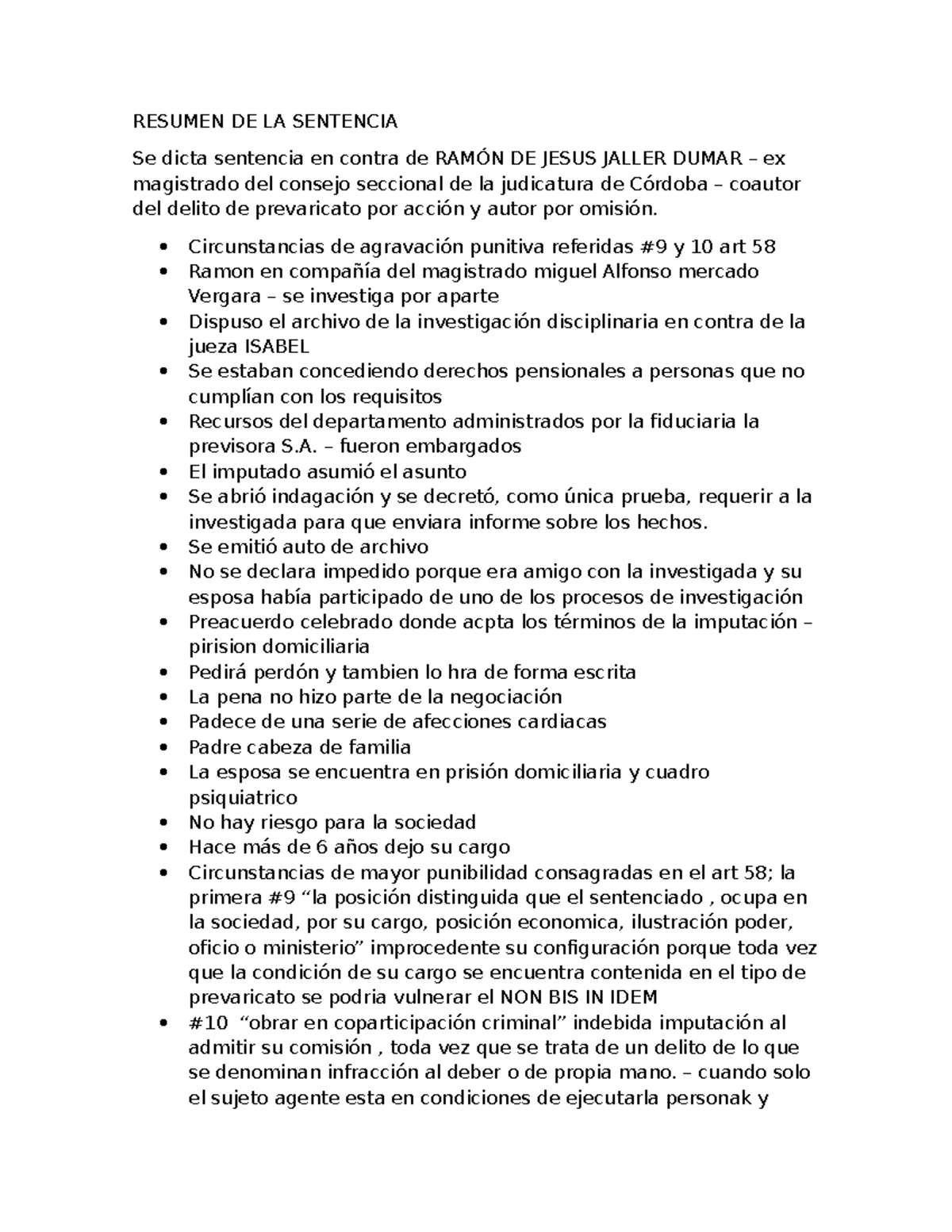 Resumen sentencia sp096/2022 - RESUMEN DE LA SENTENCIA Se dicta ...