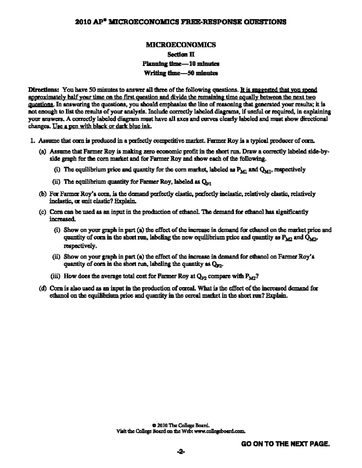 2010 AP Micro FRQ - uigvf8tudc - MKT 208 3A 77 - Studocu