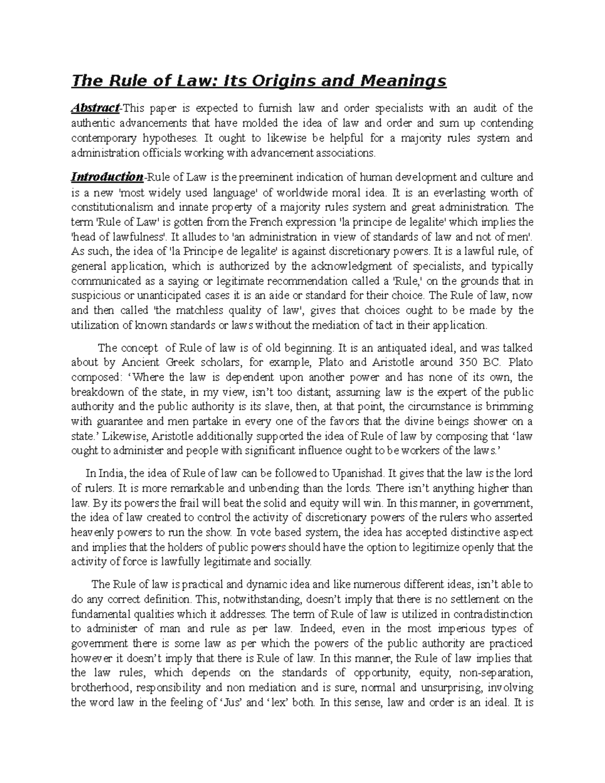 The Rule of Law Its Origins and Meanings - The Rule of Law: Its Origins ...