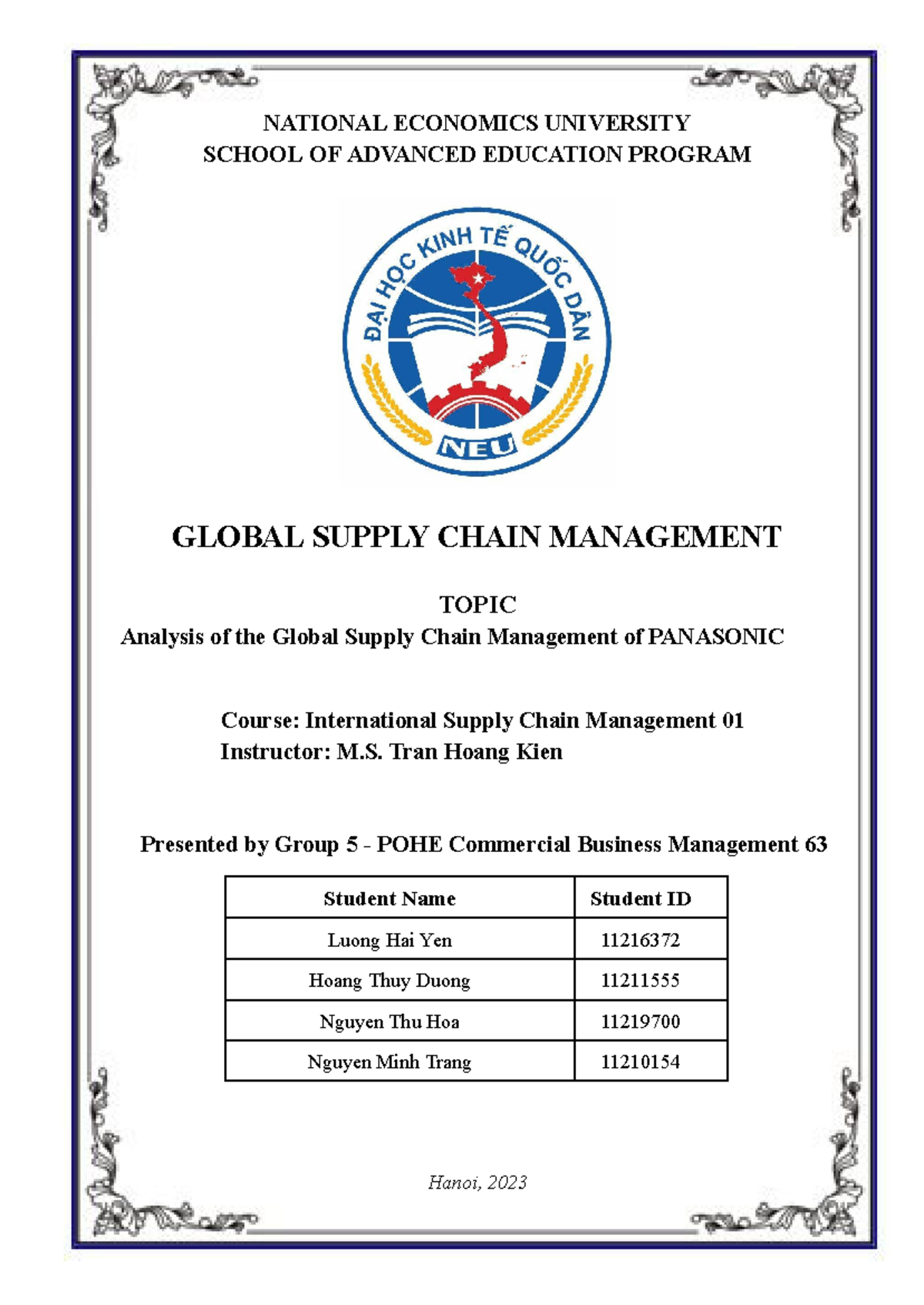 GSCM G5 Report - Supply Chain Analysis - NATIONAL ECONOMICS UNIVERSITY ...