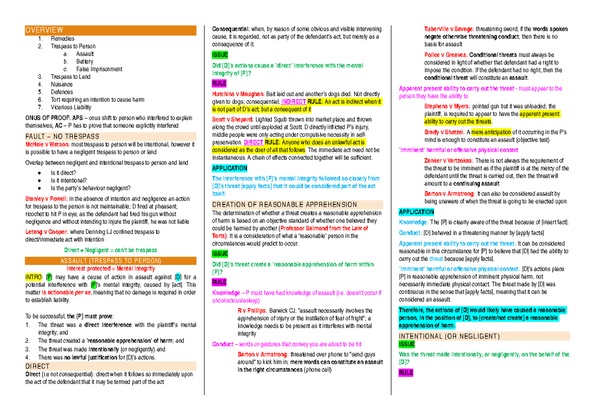 Foundations of Private Law Template - ISSUE OVERVIEW 1. 2. 3. 4. 5. 6 ...