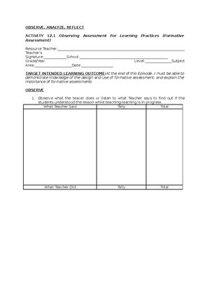 FS1-EP13 goodluck - OBSERVE, ANALYZE, REFLECT ACTIVITY 13 Aligning ...