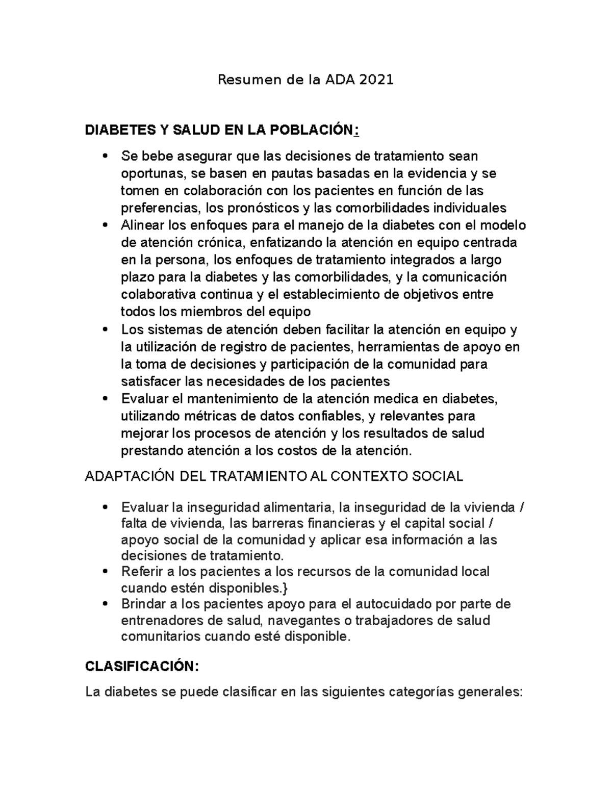 Resumen de la GUIA ADA 2021 - Resumen de la ADA 2021 DIABETES Y SALUD ...