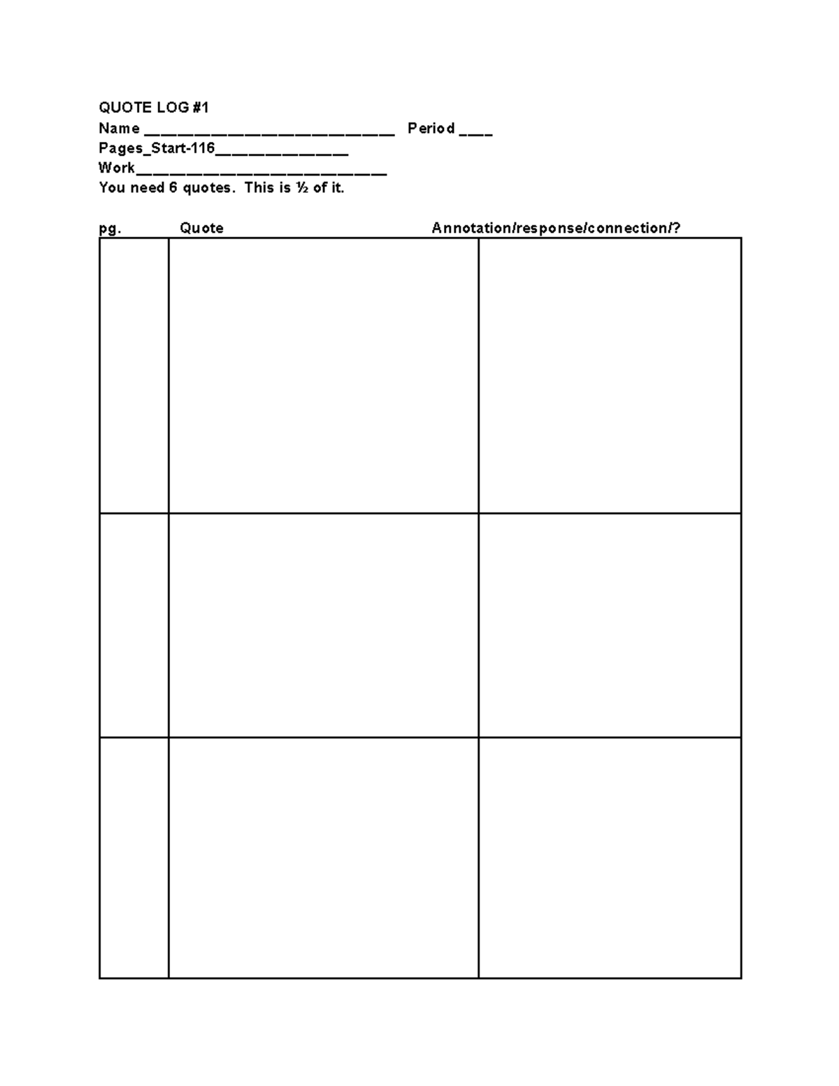 Quote LOG # 1 2024 - Google Docs - QUOTE LOG Name ...