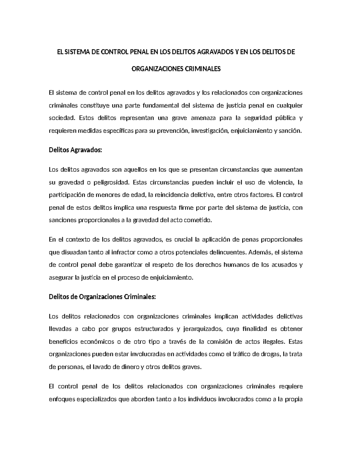 Resumen EL Sistema DE Control Penal EN LOS Delitos Agravados Y EN LOS ...